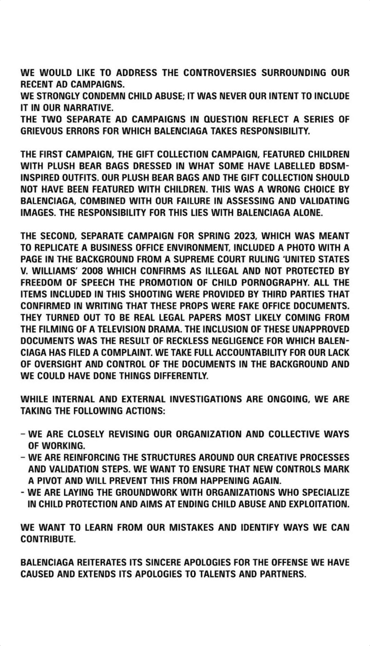 Balenciaga Issuing An Apology For Teddy Bear Ad Campaign